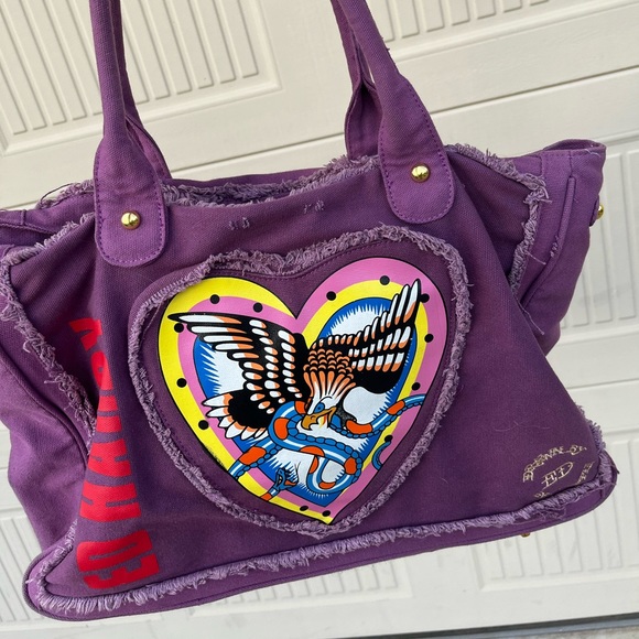 Ed Hardy | Bags | Purple Ed Hardy Tote Bag | Poshmark